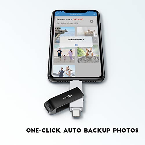 MFi Certified iDiskk 256GB Photo Transfer Device Flash-Drive for iPhone Photo Storage iPad Lightning USB C Android Photo Stick iPhone