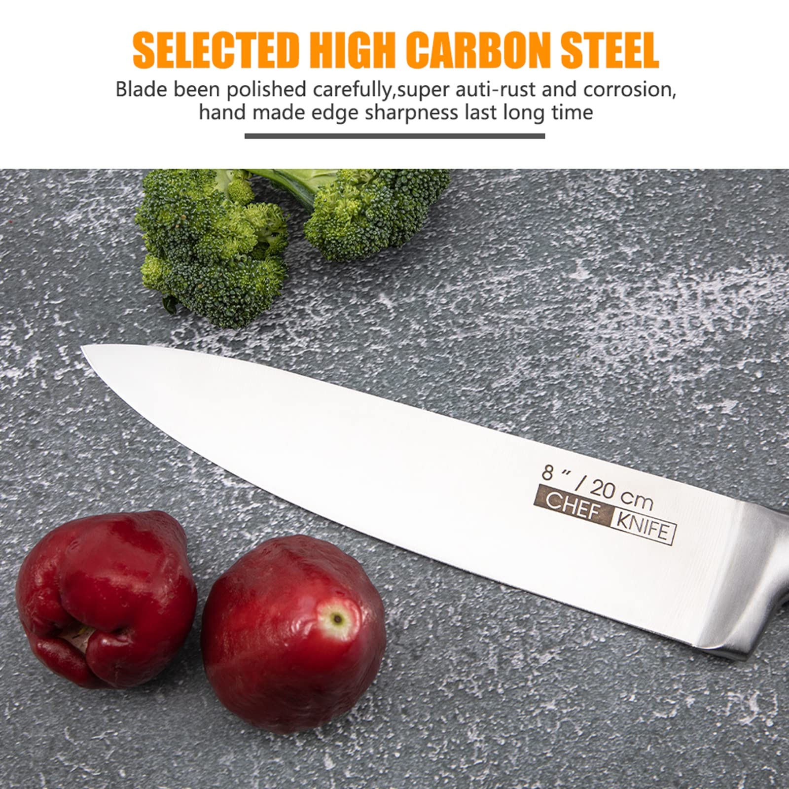 Knife Set, Professional Stainless Steel Chef Knife Set of 9 with Rotatable Acrylic Stand for Kitchen, Ergonomic Ultra Sharp Non-Stick Kitchen Knife set with Gift Box for Women Gifts (Silver)