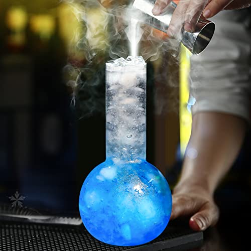 INFTYLE Creative Tube Cocktail Glass Set of 2-14oz Distilling Flask Clear Glass for Cocktail Martini Tequila Margarita for Party, Home Bar or Gift