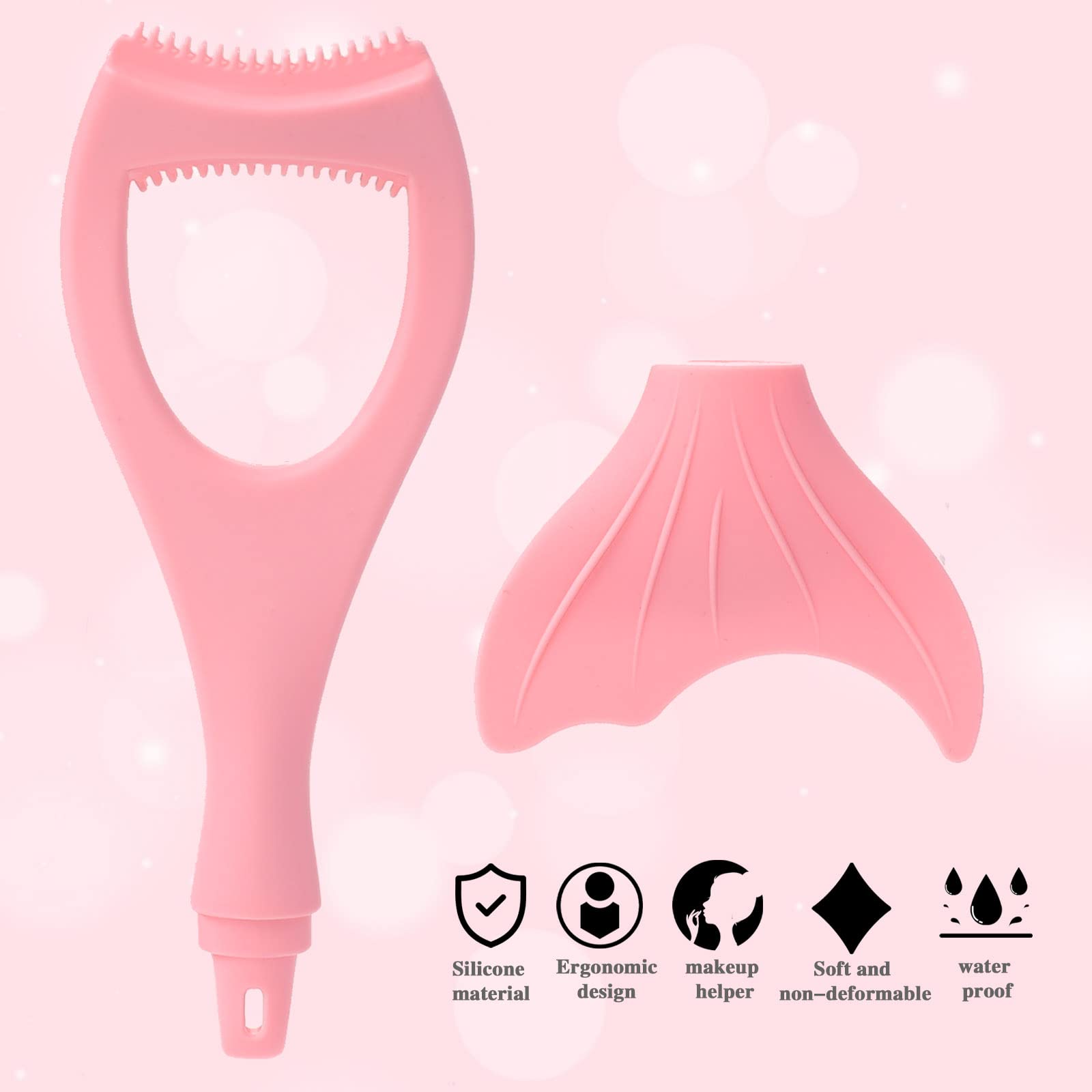 Mascara Shield Applicator Guard Mermaid Eyelash Separator Tool Silicone Eye Lash Comb Lash Buddy Reusable Eyebrow Brush Multifunction Eyeliner Stencil Makeup Auxiliary Guard Tool Detachable