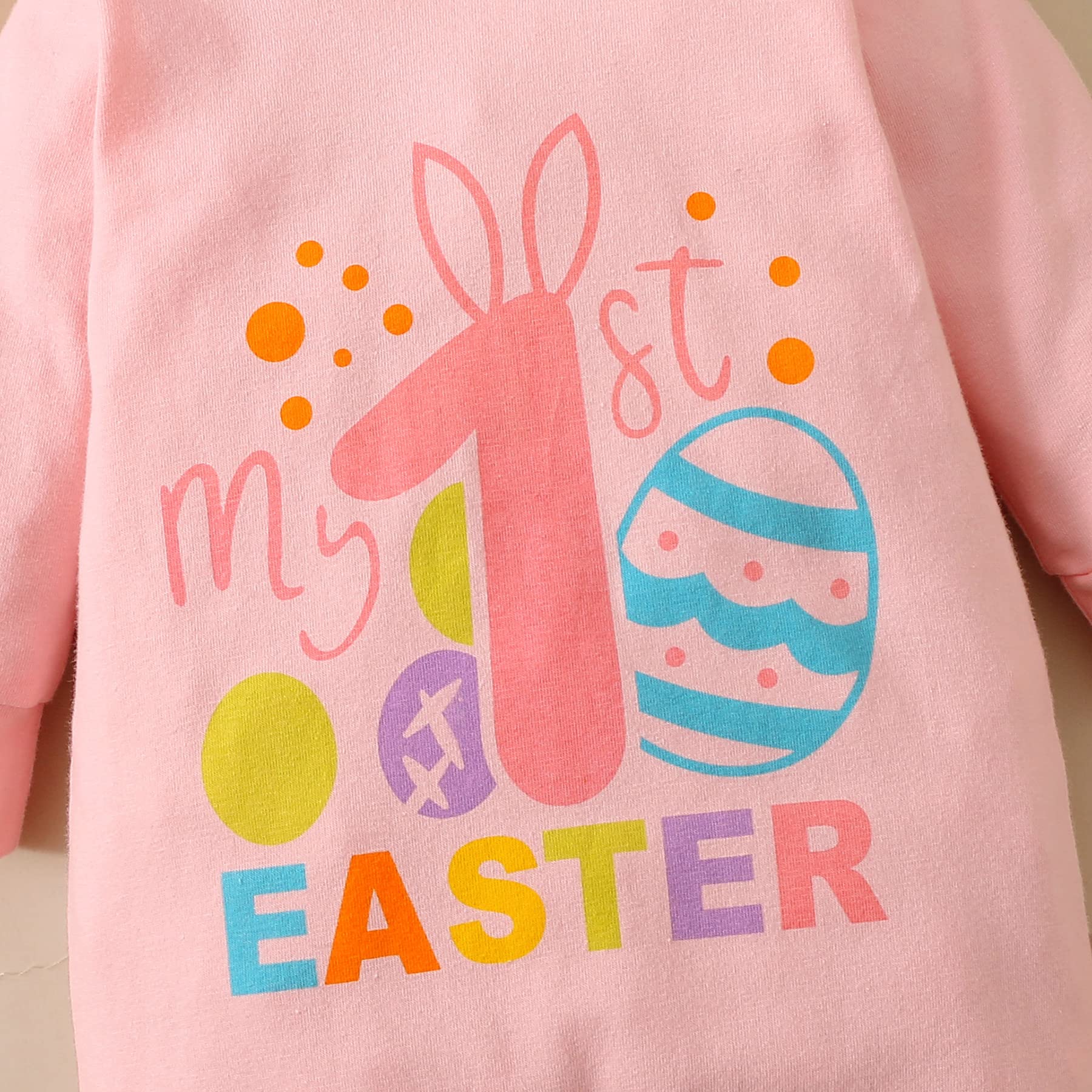 My 1st Easter Outfit Newborn Baby Girl Boy Long Sleeve Bunny Romper One Piece Rabbit Hoodie Jumpsuits Spring Clothes (Pink, 0-3 Months)