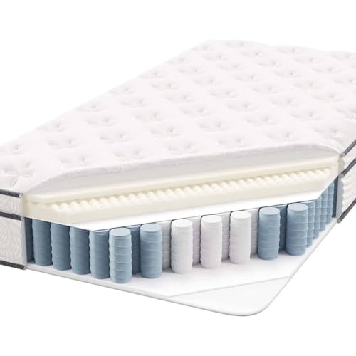Oakestry Jenna 10-inch Twin Size Memory Foam Mattress Separately Encased with Wrapped Pocket Coils for Cool Sleep and Pressure Relief, White