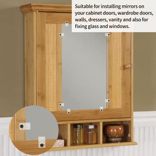 Qjaiune 20 Pack Mirror Holder Clips for Walls, Clear Retainer Clips Cabinet Glass Holder Clip, Wall Mirror Mount Kit Frameless Mirror Hanging Hardware for Vanity Mirror Window Screen (Classic Style)