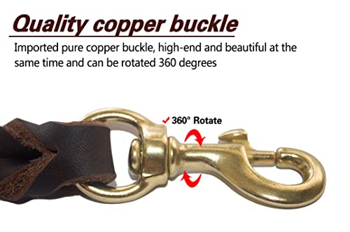 LWBMG Leather Dog Leash 6ft, Heavy Duty Dog Leash, Strong Durable Genuine Leather Braided Dog Leash, Soft and Comfortable Leather Leash for Large, Medium and Small Dogs Training