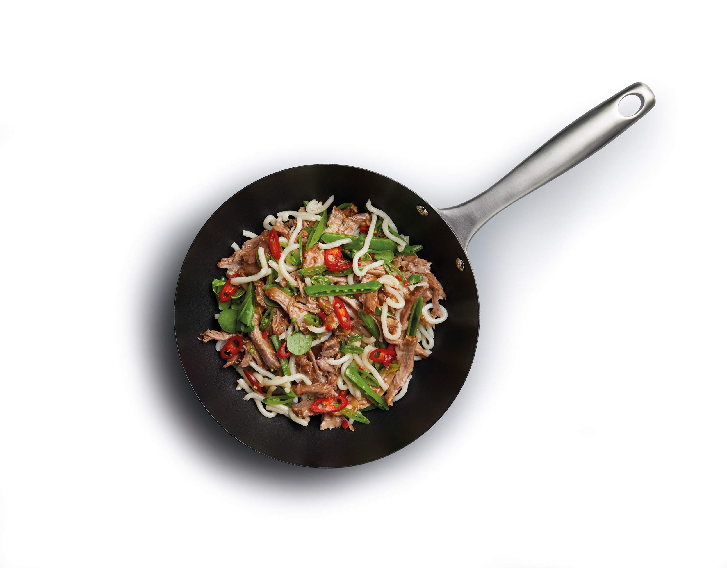 KitchenCraft MasterClass Master Class Professional Induction Ready 20cm Non-Stick Wok, Carbon Steel, Black, 20 cm (8 inch)