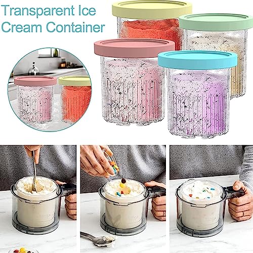 RAYPUR Creami Deluxe Pints, for Ninja Cremini Extra Pints,24 OZ Pint Ice Cream Containers Dishwasher Safe,Leak Proof Compatible NC500,NC501 Series Ice Cream Maker