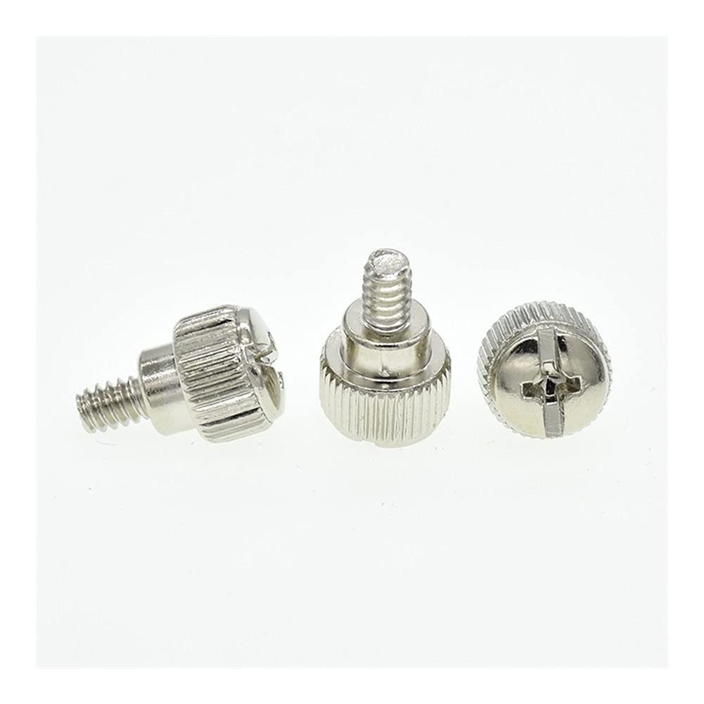 MOBEBI Knurled Screw,10Pcs 6#-32 * 5 Computer PC Case Cooling Round Toolless Adjustment Screw Thumbscrews Thumb Screw M3.5 (Color : Silver)