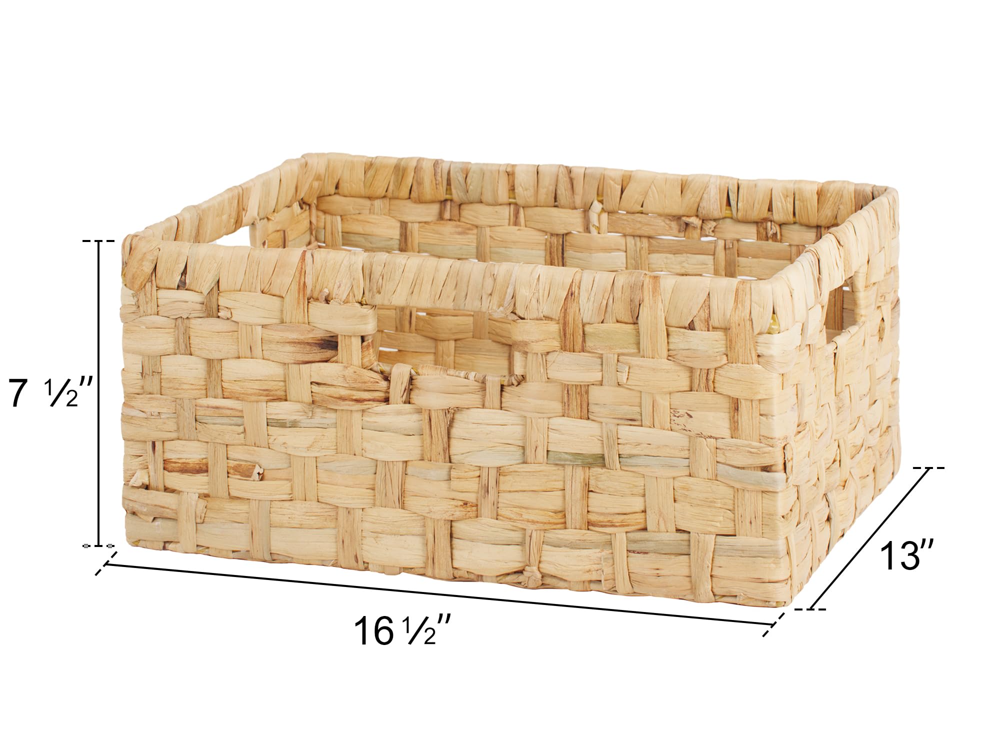 StorageWorks Wicker Basket, Hand-Woven with 3 Handles, Laundry Baskets for Organizing, Water Hyacinth Storage Baskets, 1-Pack, 15 ¼" L x 11 ¼" W x 7" H