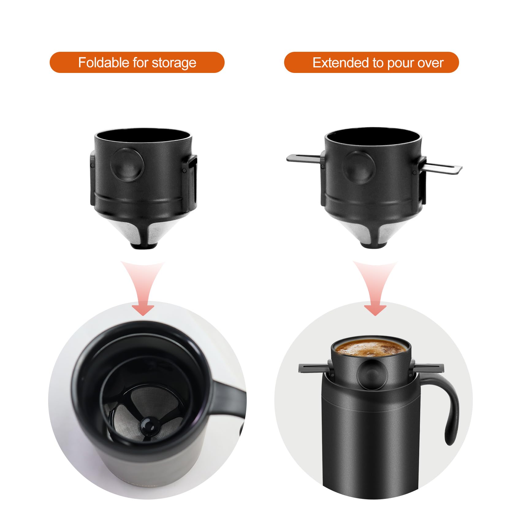 OARSE 16oz Camping Coffee Maker Pour Over Coffee Maker Set,Camp Pour Over Set,Portable Coffee Kit for Travel, Camping, Offices, Backpacking