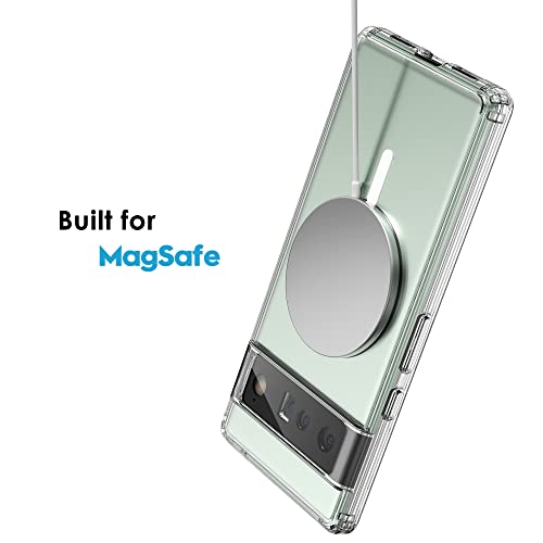 oakxco Google Pixel 6 Pro Magnetic Case Clear, Compatible with Magsafe Charging, Slim Fit Protective Phone Case for Pixel 6 Pro, Shockproof Soft Silicone TPU Bumper&Hard PC, Crystal Clear Anti-Yellow