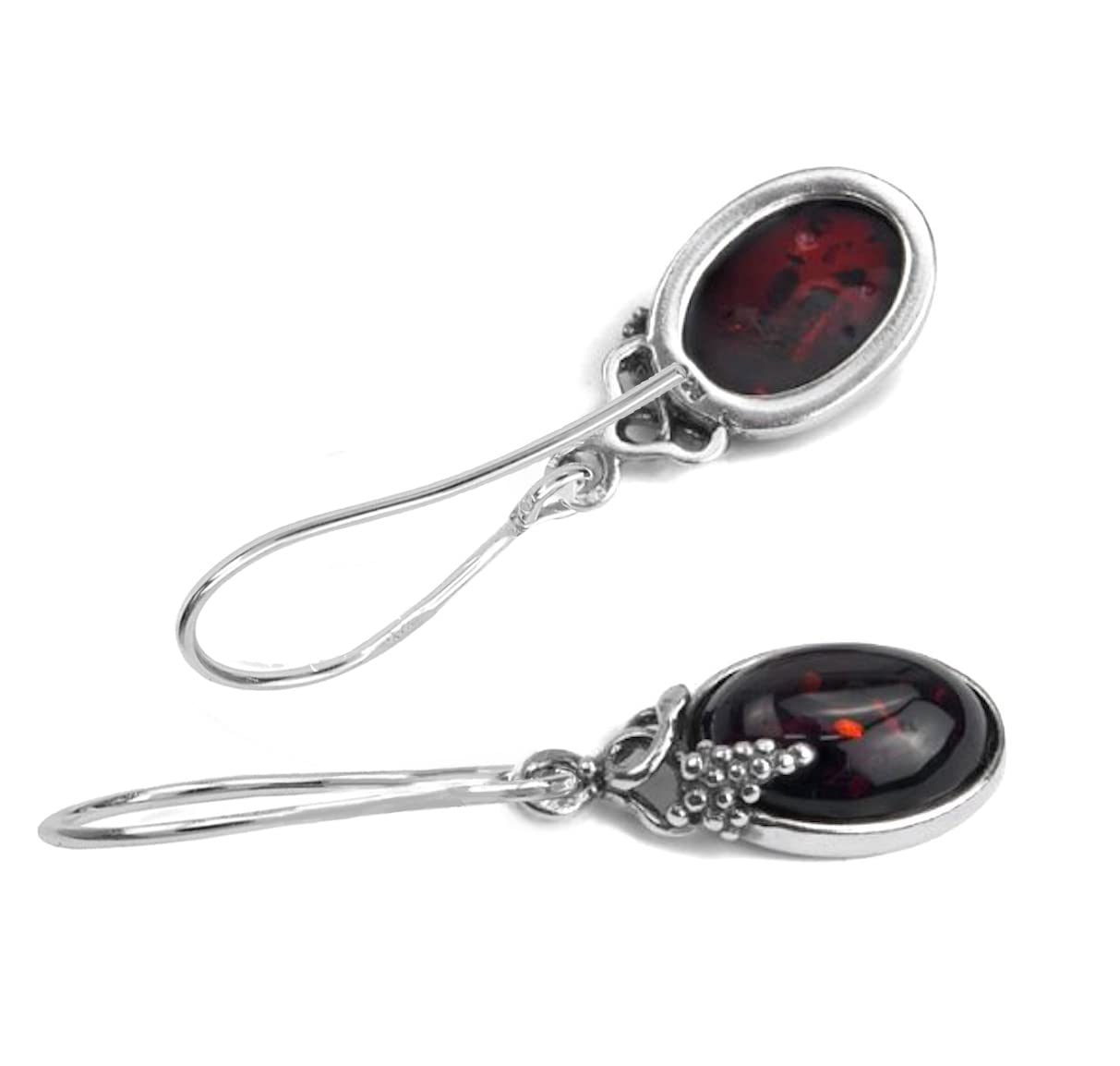 Ian and Valeri Co. Cherry Amber Sterling Silver Oval Grape Dangle Earrings