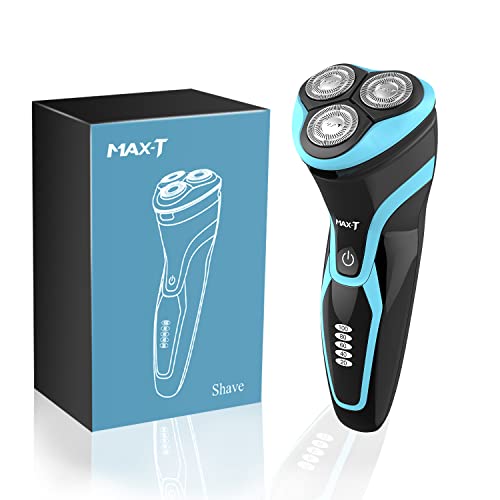MAX-T Men Electric Razor, Rechargeable Wet & Dry Rotary Electric Shaver for Men (Blue)