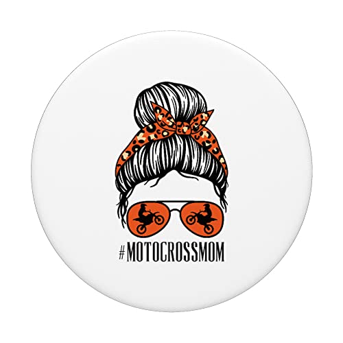 Motocross MX Moto Mom Mothers Day Messy Bun Leopard Print PopSockets Swappable PopGrip