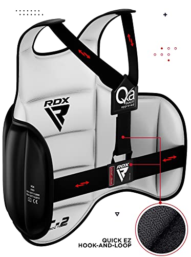 RDX Boxing Chest Guard Reversible, Kickboxing MMA Muay Thai Body Protector, Sparring Training Punching, Adjustable Shield, Martial Arts Upper Belly Rib Pad, Taekwondo Vest (Black, L/XL)