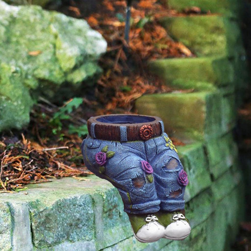 MagiDeal Resin Plant Pot, Pants Bonsai Planter Succulent Flowerpot Ornaments for Office Table Decoration