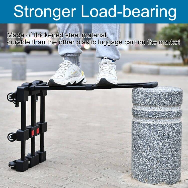Luggage Cart RICEEL Folding Hand Truck with 6 x 360 Degree Swivel Wheels,Adjustable Handle,Foldable for Easy Storage,and 3 Elastic Ropes,220lb Weight Capacity for Travel,Moving