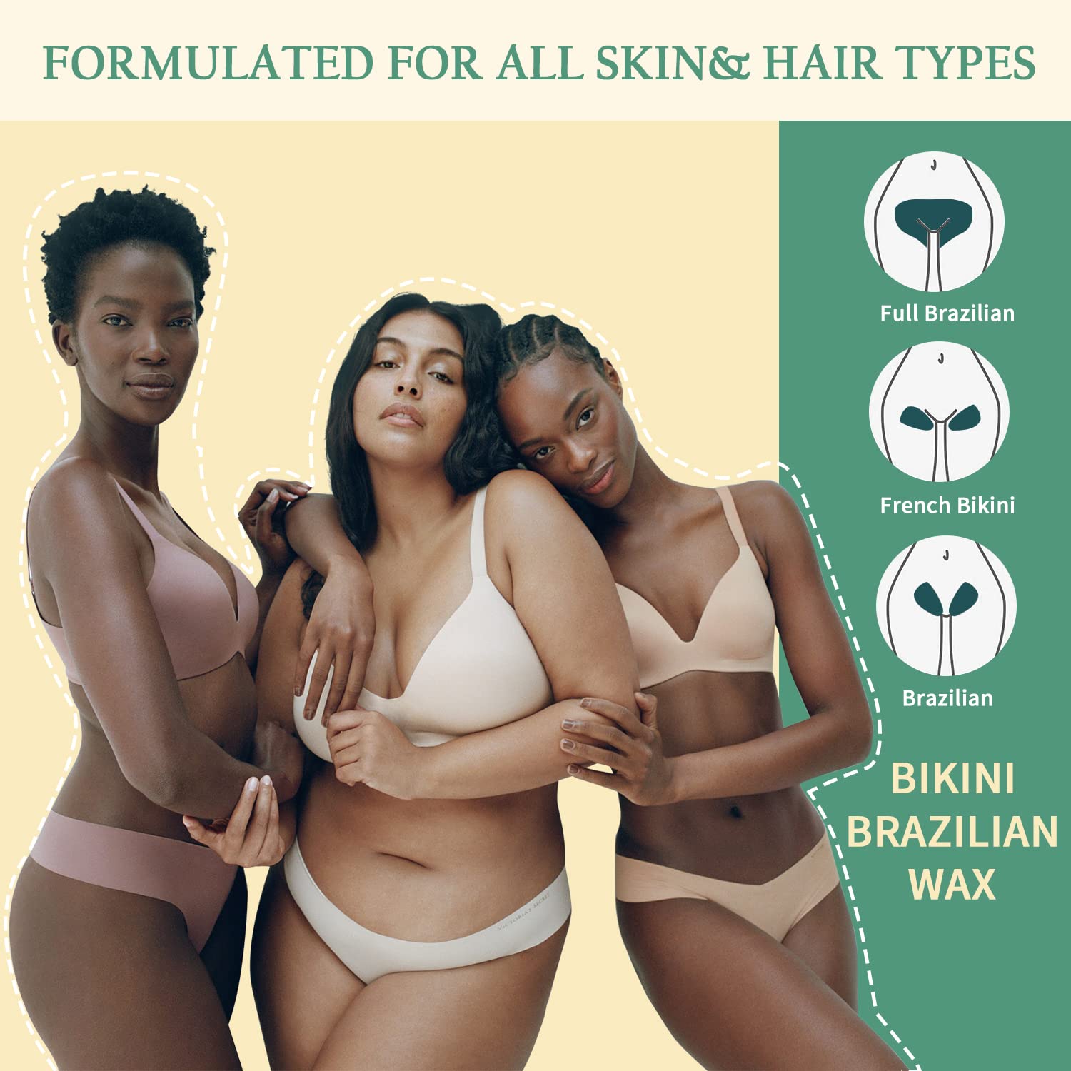 Maxpearl Hard Wax Beads, 300g Hair Removal Wax Beans for Brazilian Bikini, Face, Eyebrows, Underarms, Arms, Chest, Back, Legs, Pack of 3