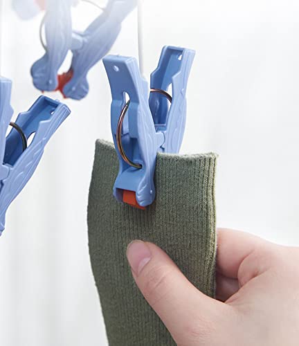 SHZMJL Foldable Clothes Drying Hanger with 29 Clips-Drip Hanger-Sock,Laundry Drying Rack Hanger for Socks Bras,The Clips Release Quickly,Large Clamp of Imitation Turbine (White)