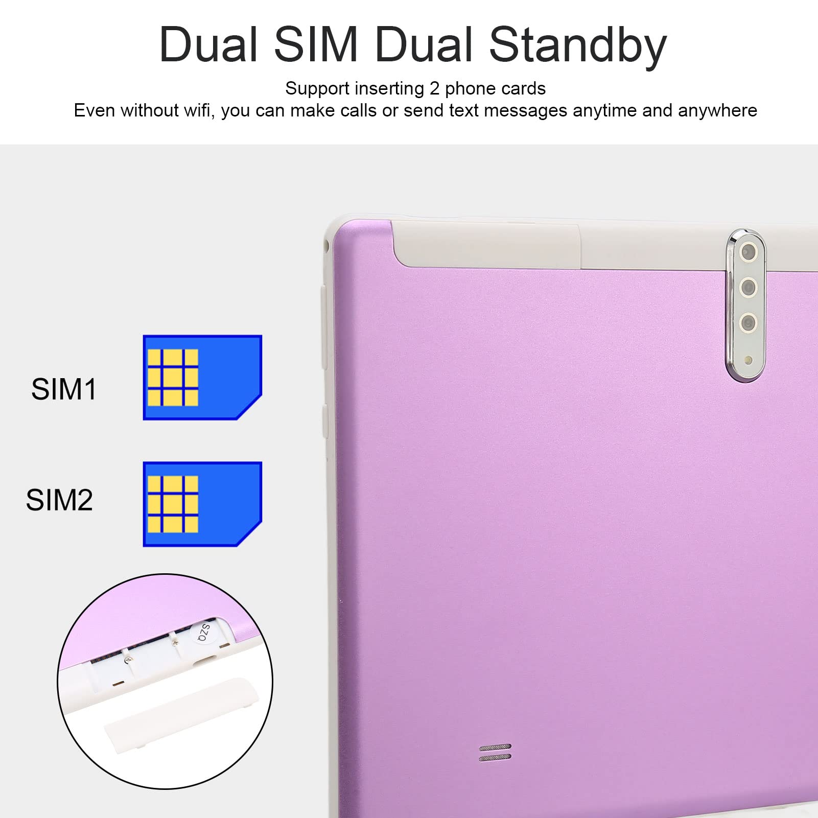 Naroote Phone Tablet, 10.1 Inch Tablet 5800mAh Battery 2.4Ghz 5Ghz WiFi 4GB RAM 64GB ROM (US Plug)