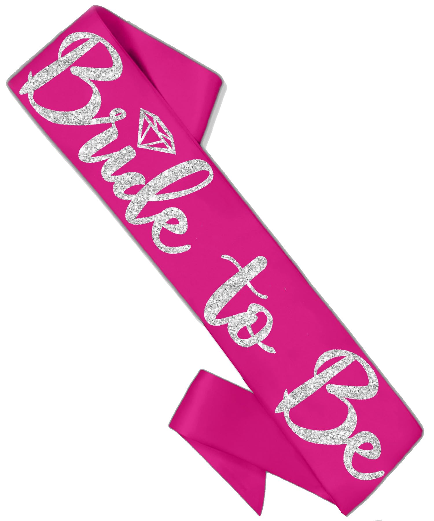 RhinestoneSash Bride Sash Bachelorette Party Pink - Silver Sparkle Diamond Bride To Be Hot Pink PREMIUM BRIDAL GRADE SATIN Sash - Magenta Sash(SlvDiaB2B)