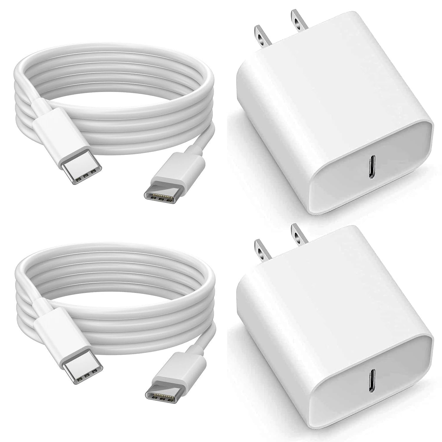 Kacul 2 Pack Type C Charger and Cable, 20W PD USB Wall Super Fast Charging Block & 6ft Android Phone Cable for Samsung Galaxy S23 S22 S21 S20 Plus Ultra, Note 20 10 9, White, Full,(CHR011)