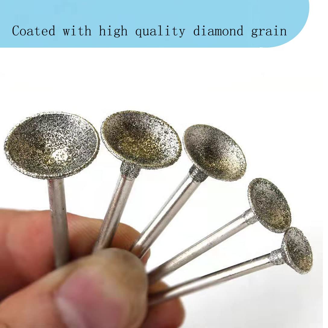 𝐋𝐮𝐨 𝐤𝐞 Bowl Shape Diamond Burr - 3/32'' Shank Diamond Mounted Wire Rounder Bits fits for Rotary Tool Includes Dremel (Pack of 13)