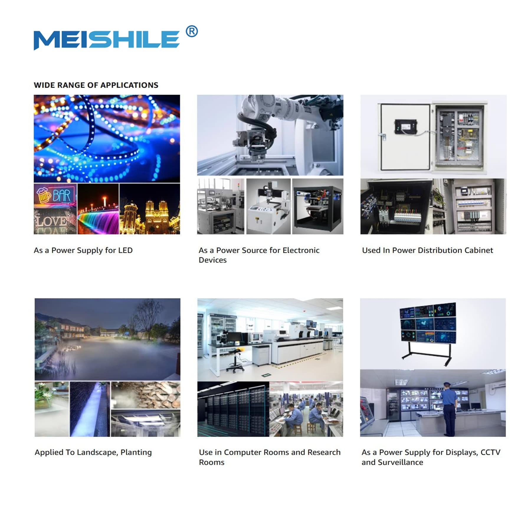 MEISHILE 12V 50A 600W DC Switching Power Supply Adapter AC-DC 12Volt Industrial Transformer Converter 0-40A 25A LED Drive Light Lamp Meter Electric Printer Semiconductor Motor Pump Fan Cool