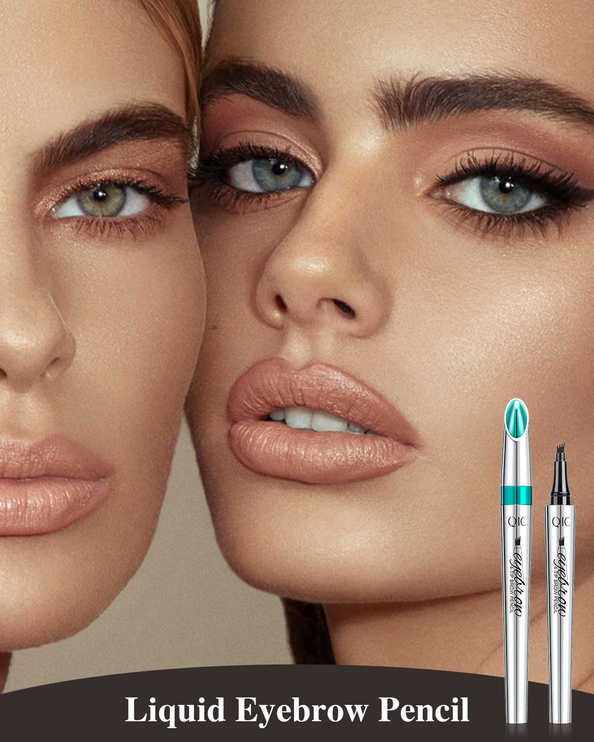 NaSeny Microblading Eyebrow Pen with 4 Micro-Fork Tips Applicator,Waterproof Liquid Eyebrow Pencil Tattoo Ink Brow Pen Creates Natural Hair Like Eyebrows Smudge-Proof Eye Makeup Last 24H (Dark Brown)