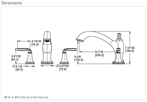 Pfister Northcott Roman Bathtub Faucet (Valve Sold Separately), 2-Handle, 3-Hole, Tuscan Bronze Finish, RT65MGY