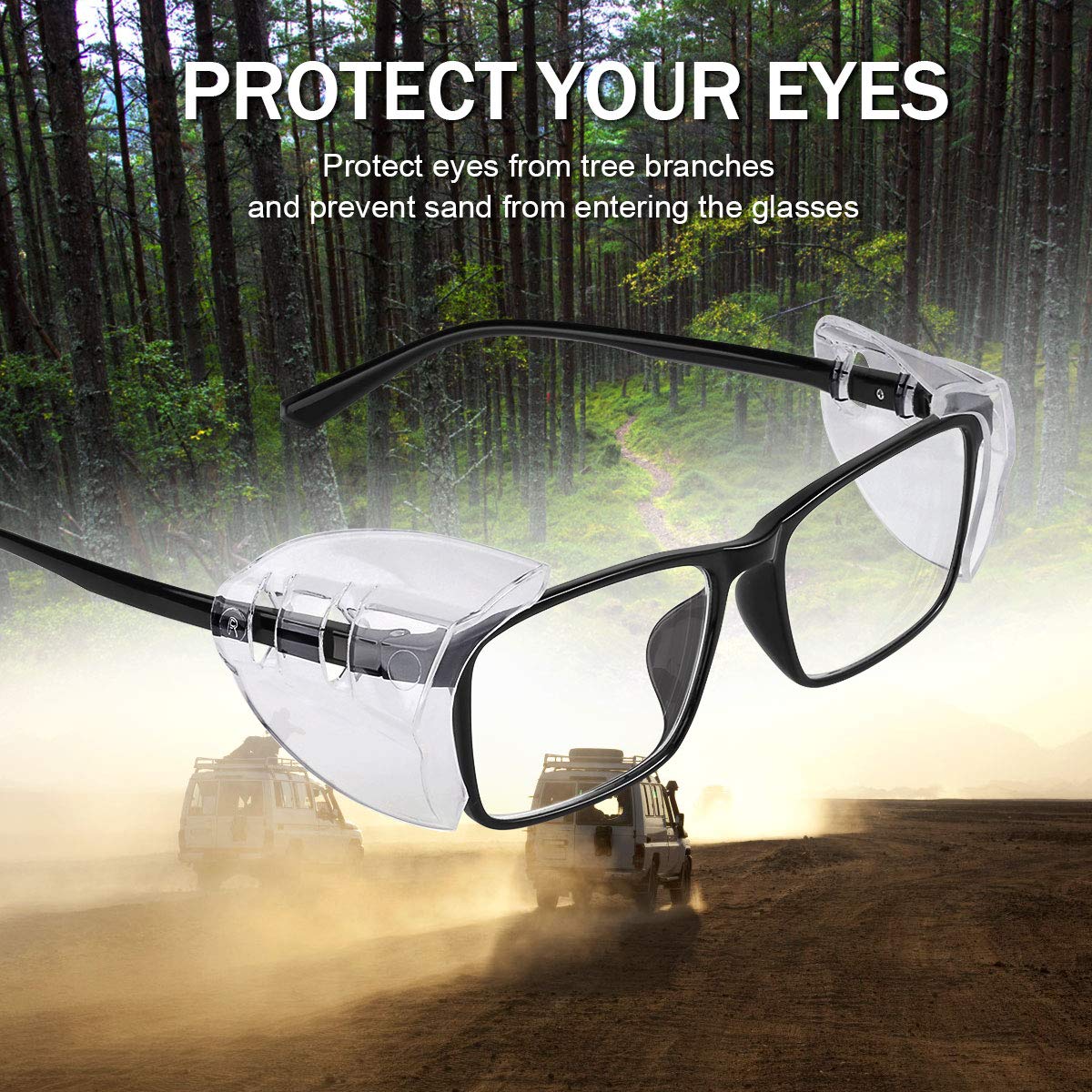 MELASA 12 Pairs Eye Glasses Side Shields, Flexible Slip on Side Shields for Safety Glasses Fits Small to Large Eyeglasses Universal