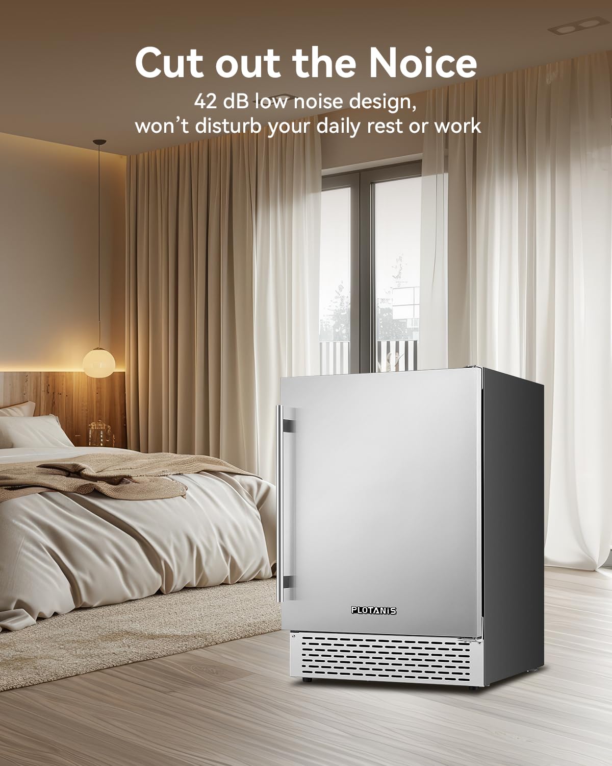Plotanis 24 Inch Beverage Refrigerator 190 Cans Beverage Fridge with Stainless Steel Door Built-in or Freestanding Beverage Cooler with Adjustable Shelves for Soda Beer or Wine