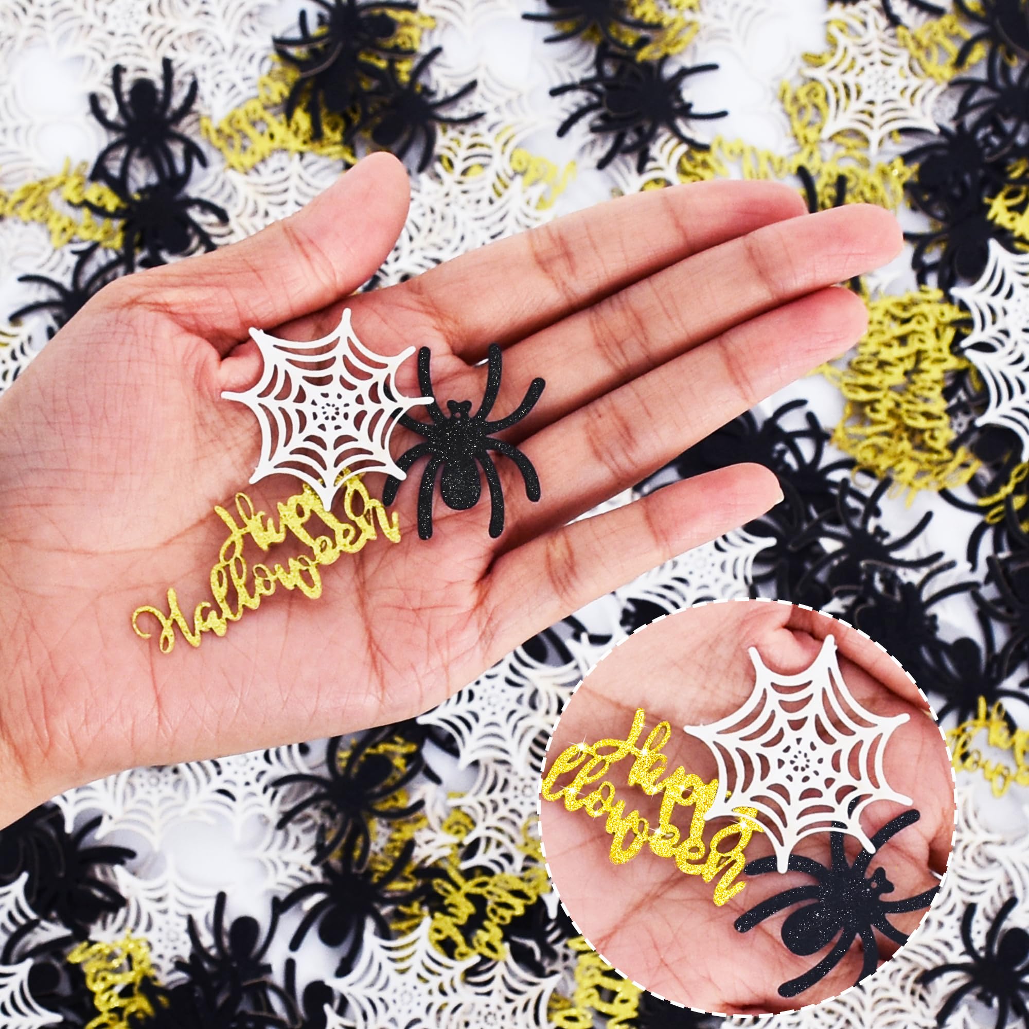 RICHHHA 200pcs Gold Glitter Pumpkin Confetti Circle Dots fall Confetti Thanksgiving Little Pumpkin Baby Shower Decorations Table Decor For Halloween Wedding Birthday
