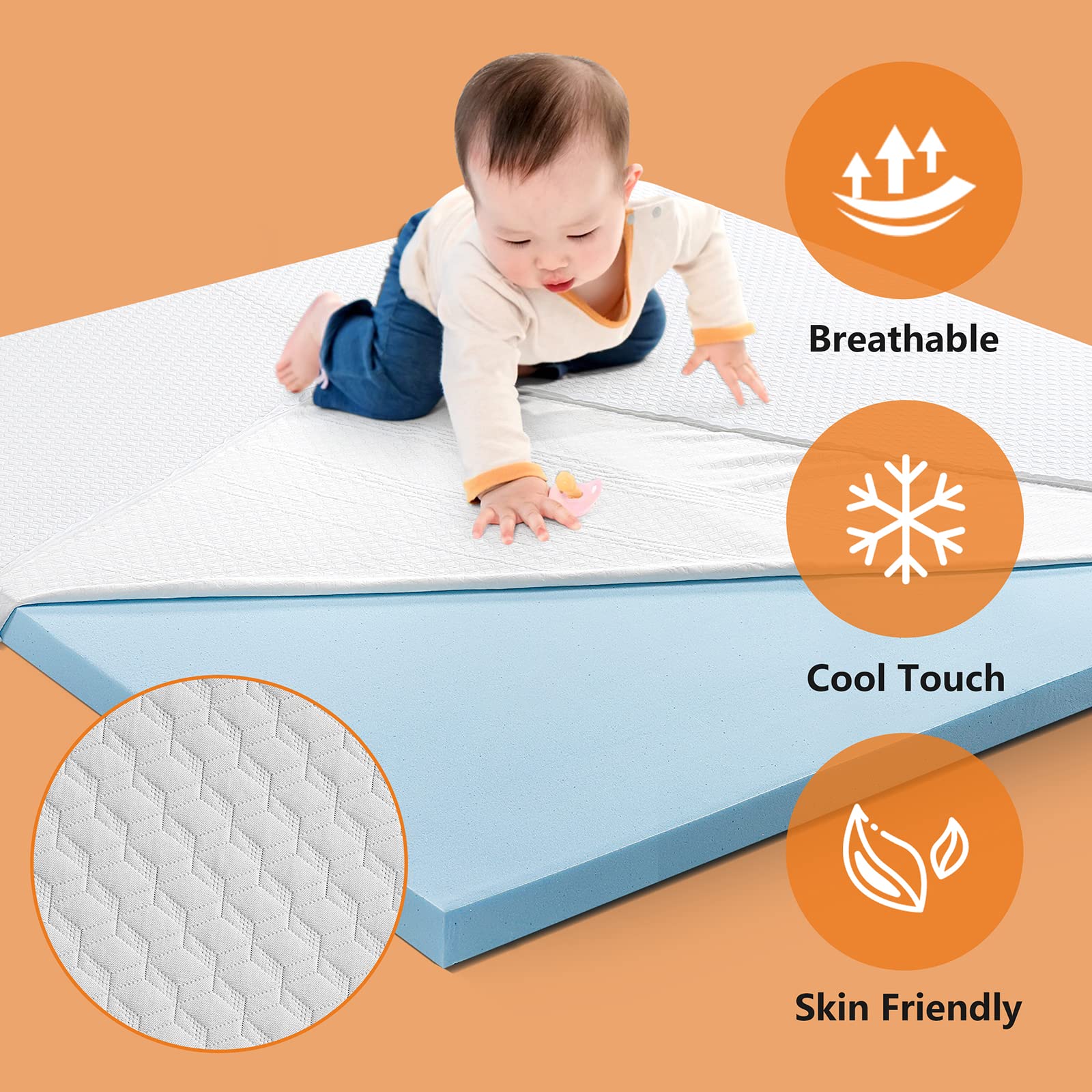 ORTHOMTEX 3 Inch Cooling Gel Memory Foam Mattress Topper Full Size Bed,Removable Soft Cover, Comfort Body Support - Pressure Relief