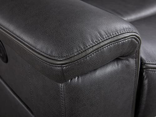 Signature Design by Ashley McAdoo Contemporary Faux Leather Tufted Reclining Power Sofa, Black