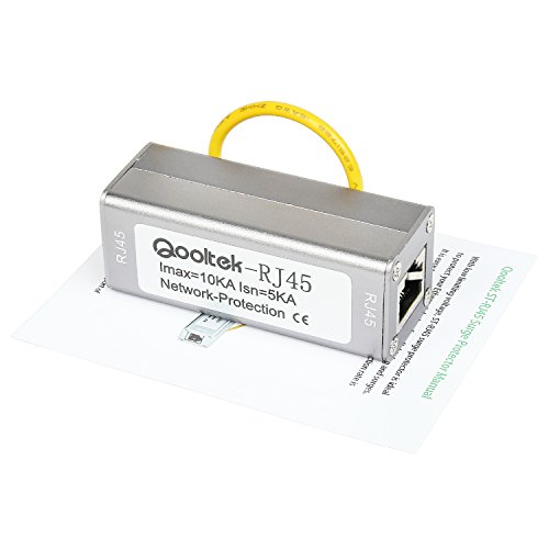 Qooltek ST-NET Ethernet Surge Protector for 10/100/1000 Base-T PoE+ Gigabit Modem Thunder & Lighting Protection ST-RJ45
