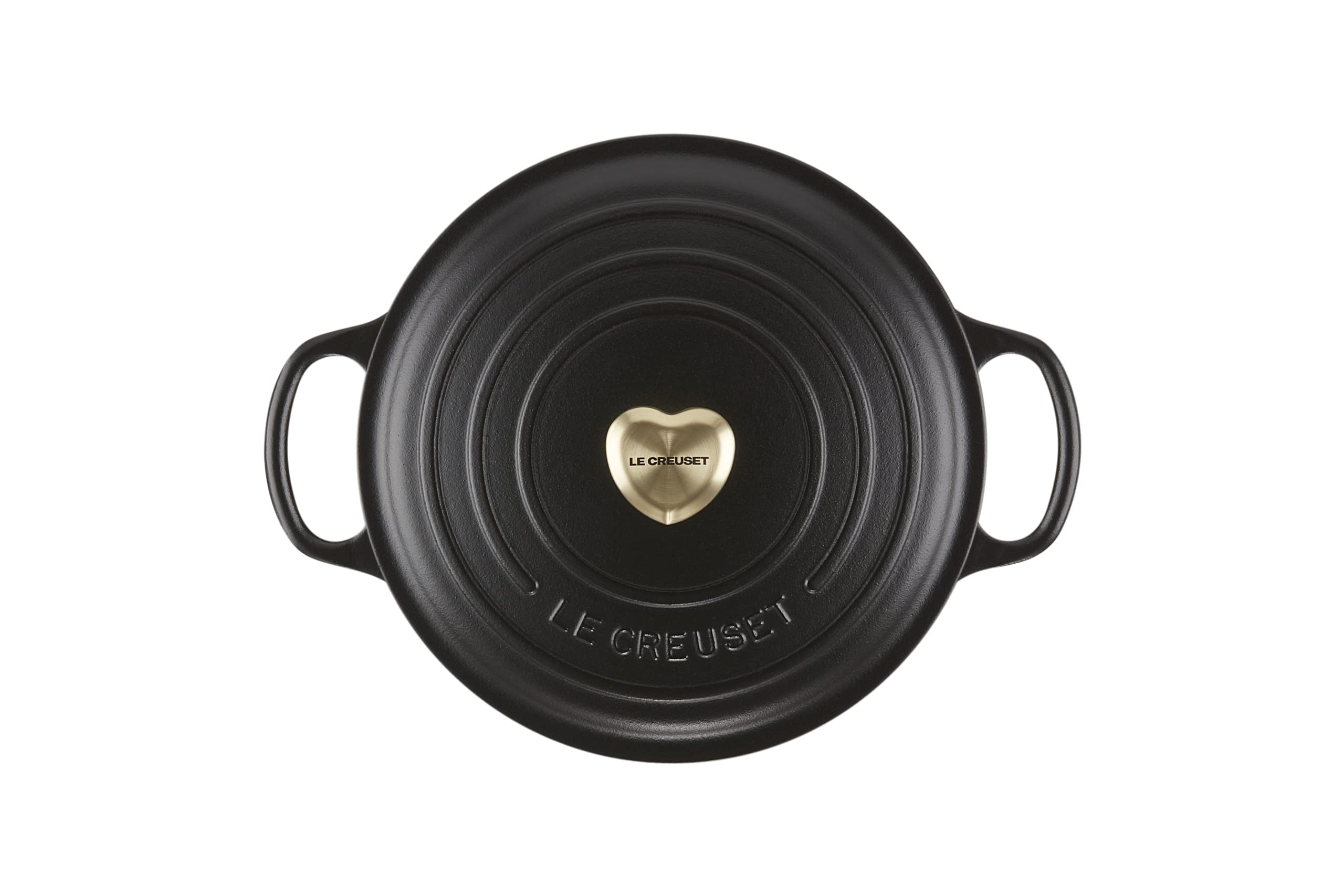 Le Creuset Signature Enameled Cast Iron Round Dutch Oven, 3.5 Quart, Licorice with Light Gold Heart Knob