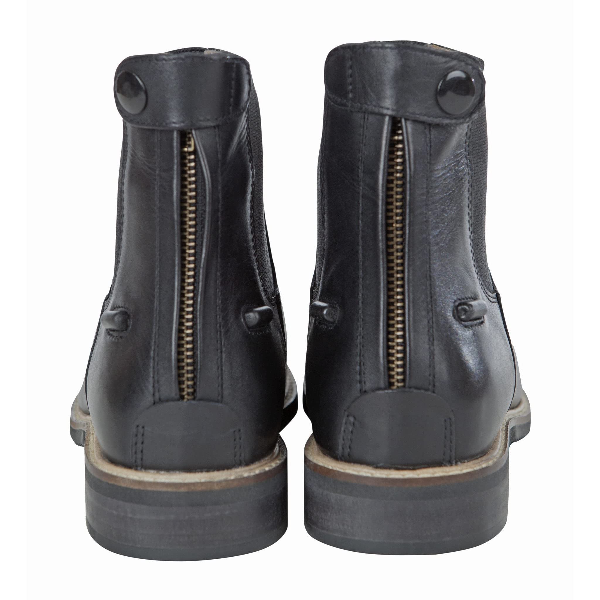Huntley Equestrian Ladies Paddock Boot Premium European Leather With Classic Italian Burnish Finish YKK Zipper, Black, 10