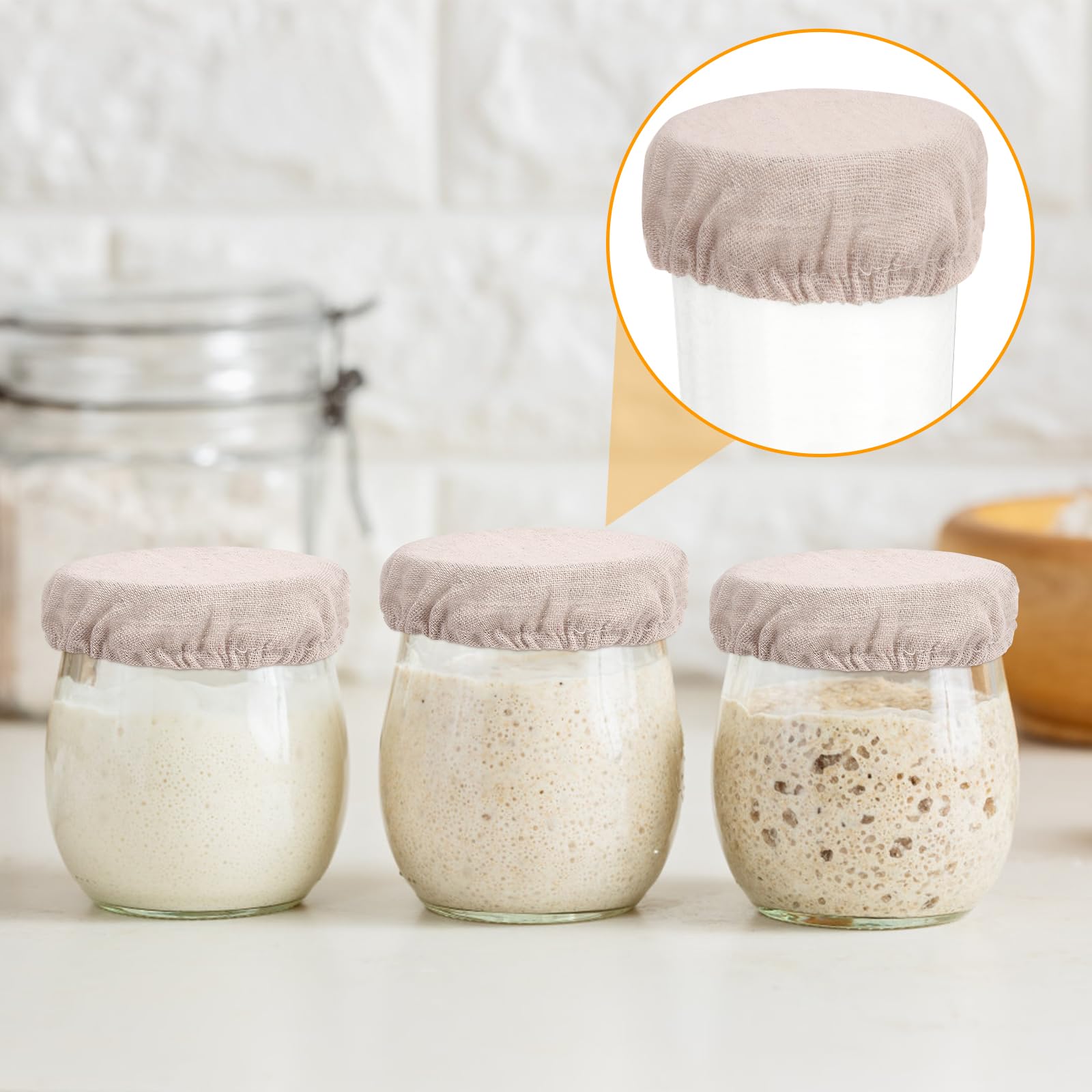 Reusable Fabric Bread Fermentation Cover, Heat Preservation to Increase Fermentation Cover for Bread Rising Sourdough Bread Proofing Cover Sewn Cloth Cover for Sourdough Starter(5 Pack)