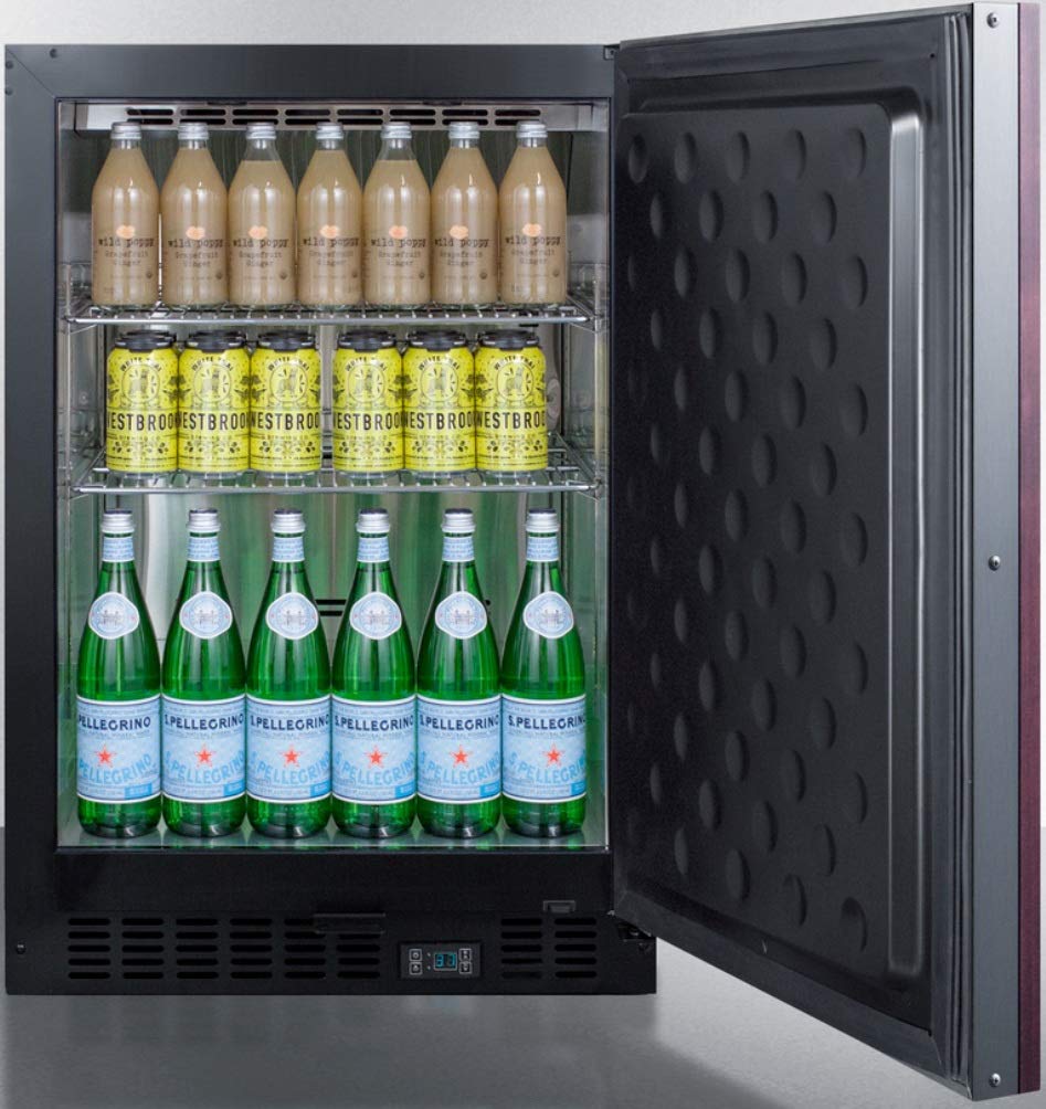 Summit Appliance SCR610BLSDIF Built-in Undercounter Commercial All-Refrigerator with Stainless Steel Interior, Auto Defrost, Panel-Ready Door, Digital Controls, Lock and Black Cabinet
