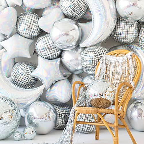 PartyWoo Black and Gold Balloon Garland Kit 100 pcs and 6 pcs Disco Silver Foil Balloons