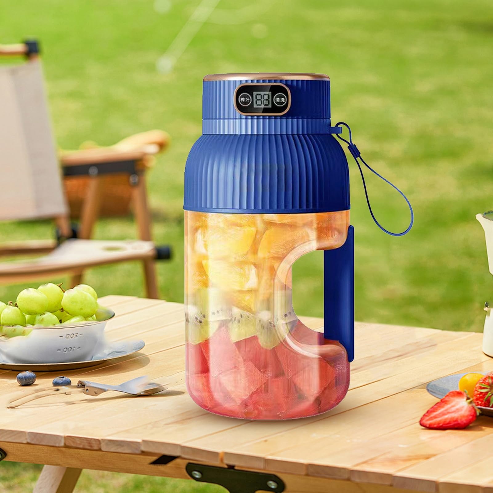 oxcuuka Multifunctional Portable Juicer Cup With Digital Display, Personal Portable Blender Rechargeable for Shakes and Smoothies, Fruits and Veggies - 900ml Green single cup with single lid