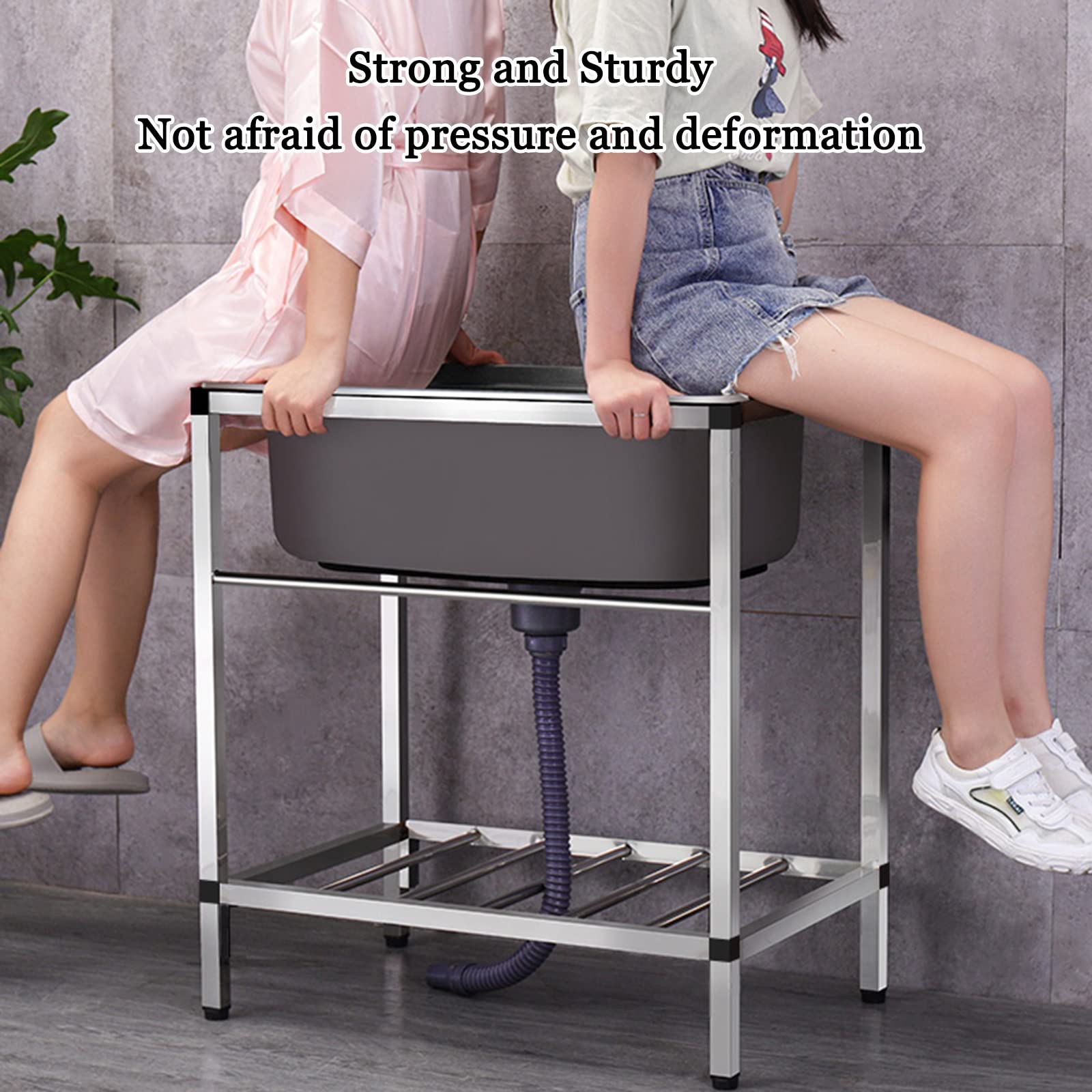 Kitchen Sink for Washing Single Bowl 304 Stainless Steel Utility Sinks Freestanding Outdoor camping dish washing station with Console & Stand for Indoor Garage Kitchen Laundry Room ( Size : 70*46*75cm