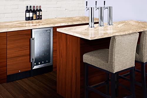 Summit SWC1840BADA 18"" ADA Compliant Built-In Wine Cellar with 34 Bottle Capacity Black Cabinet 5 Wood Shelves and Automatic Defrost in Stainless Steel