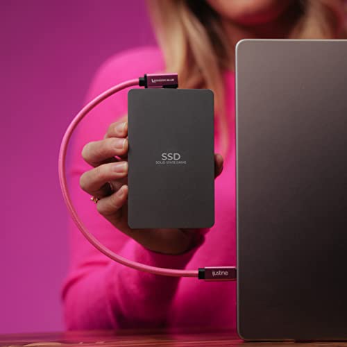 KONDOR BLUE X iJustine Pink Braided USB-C to USB-C Right Angle | USB 3.1 Gen 2 | 10Gb/s Data Transfer Speeds | 100W Charging | 1FT
