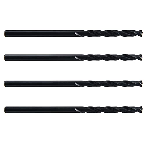 MAXTOOL 7/32"x6" 4pcs Identical Aircraft Extension Drills HSS M2 Extra Long Deep Twist Drill Bits Straight Shank Fully Ground Black; ACF02B06R14P4