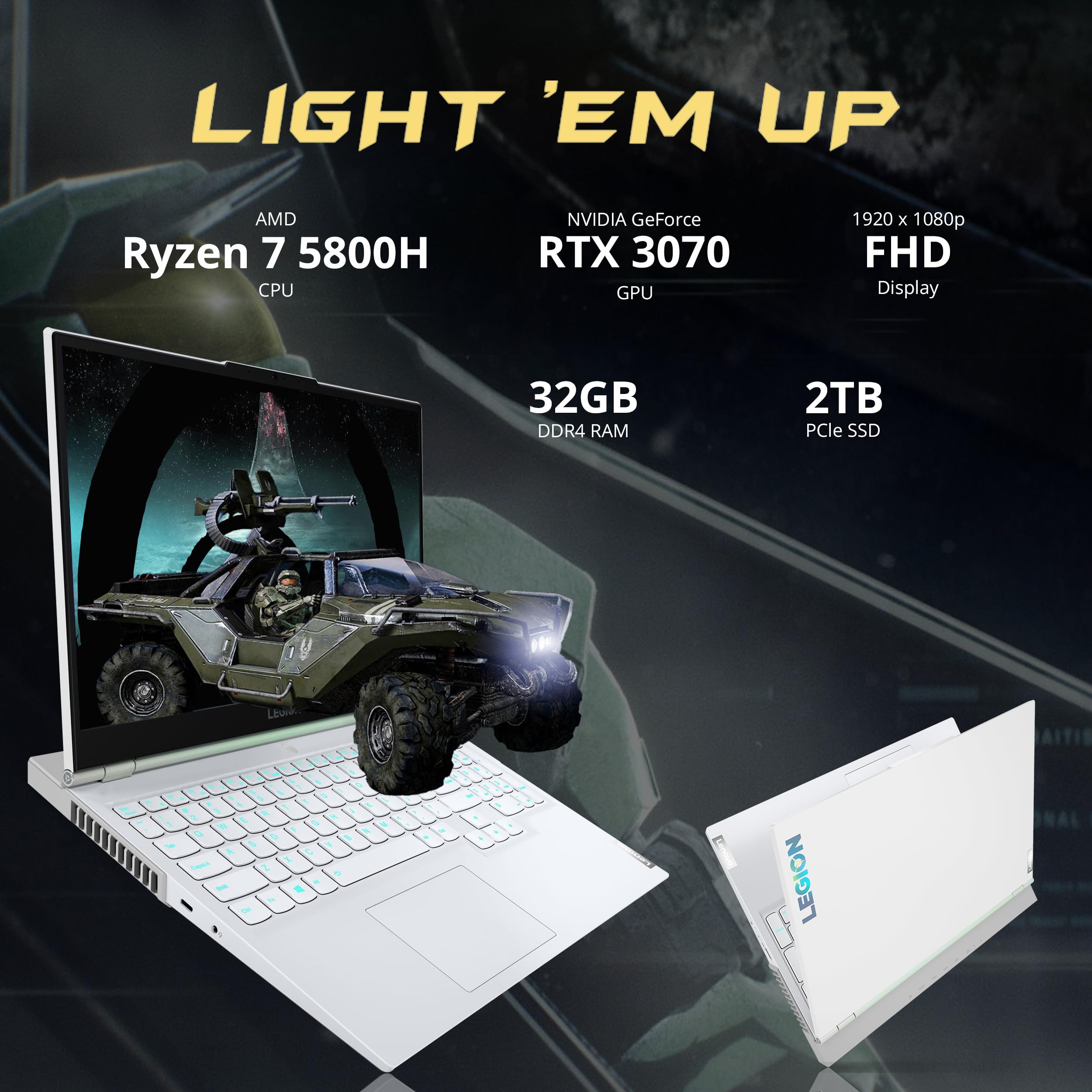 Lenovo Legion 5 15.6 FHD 165Hz Gaming Laptop, AMD Ryzen 7 5800H, 32GB RAM, 2TB PCIe SSD, NVIDIA GeForce RTX 3070, Backlit Keyboard, 720P Webcam, Stingray, Win 11, 32GB Hotface USB Card
