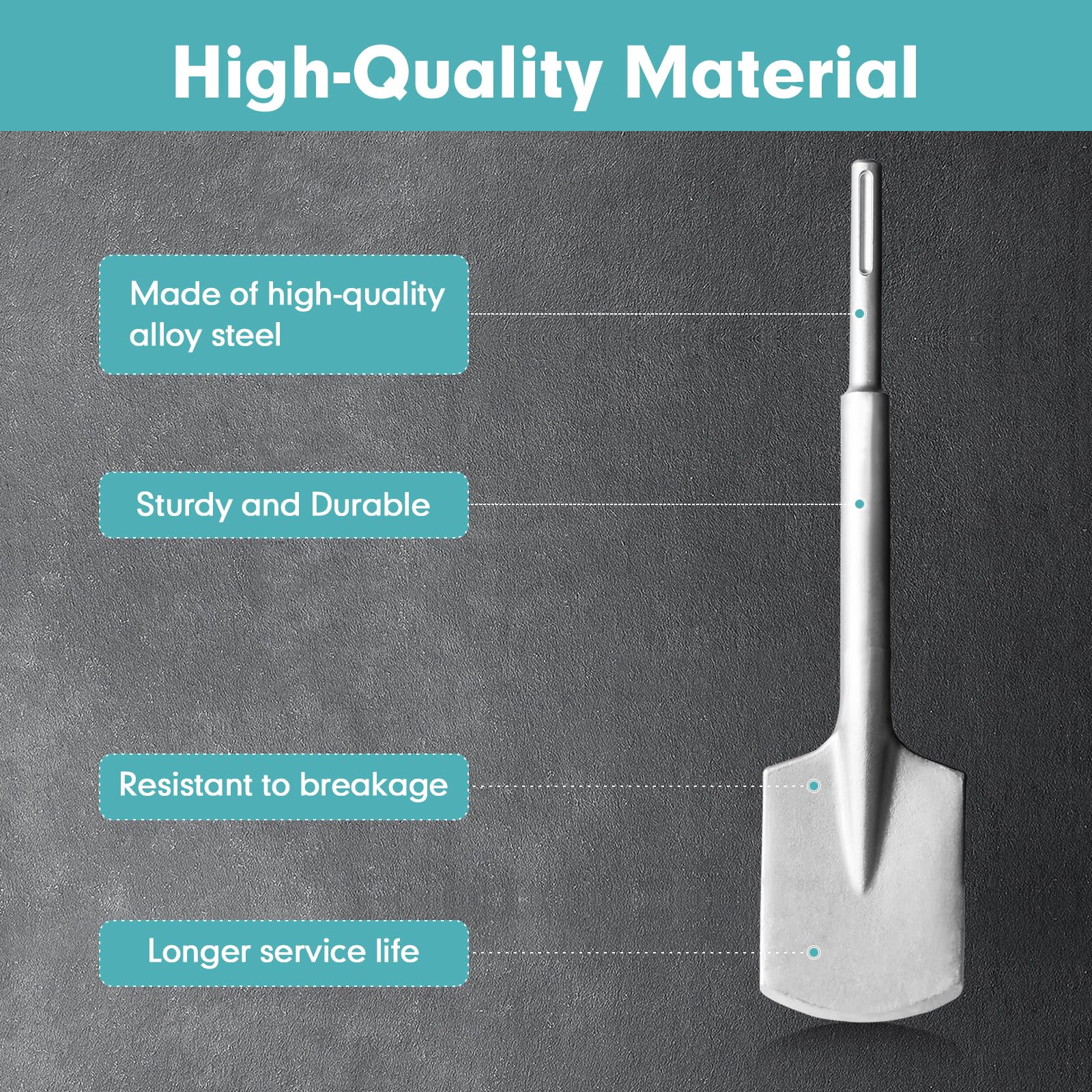 SDS-Max Shank Bits Chisel - 4-1/3" x 18" Clay Spade Alloy Steel Digging Shovel Bit Chisel - for Gardening Landscaping Concrete Brick Sand Stone