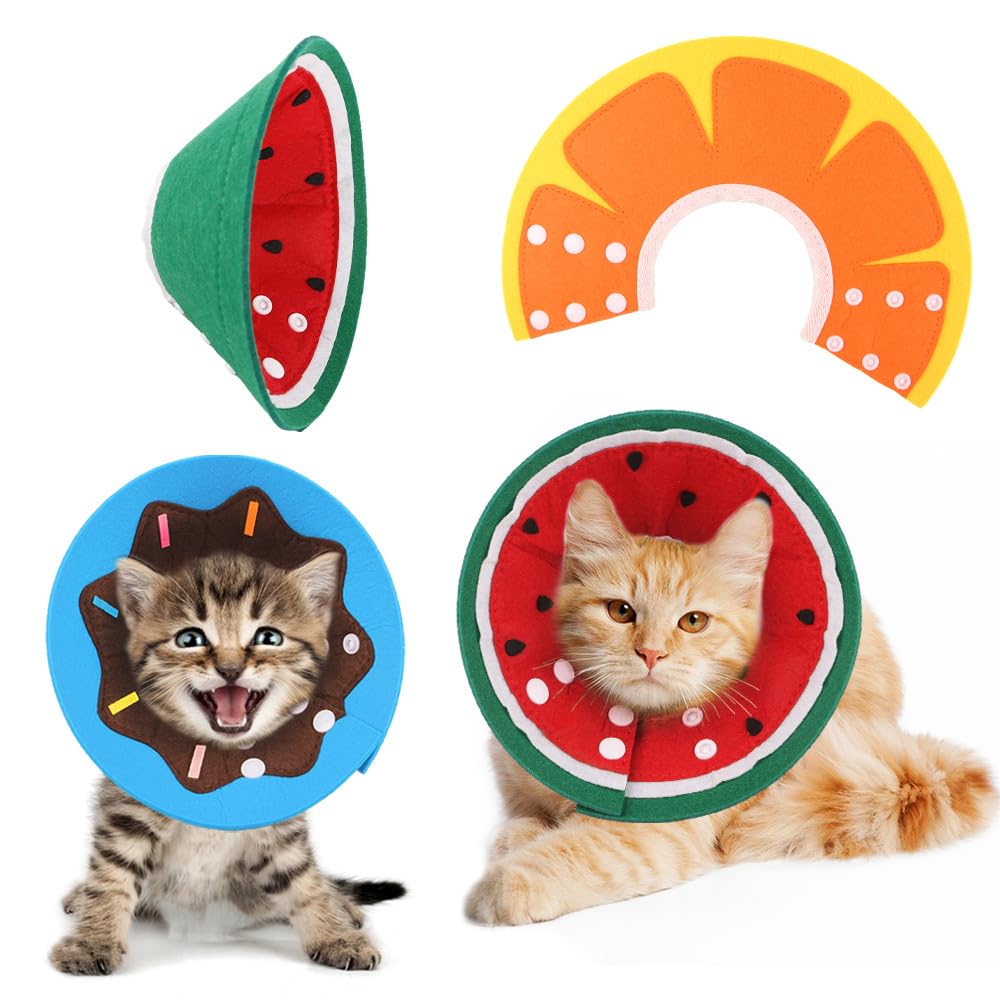 Pet Elizabeth Ring 3 PCS Fruit Series Beauty Ring Bite Ring Cat Neuter Head Cover Scratch Collar for Cats and Dogs (S)