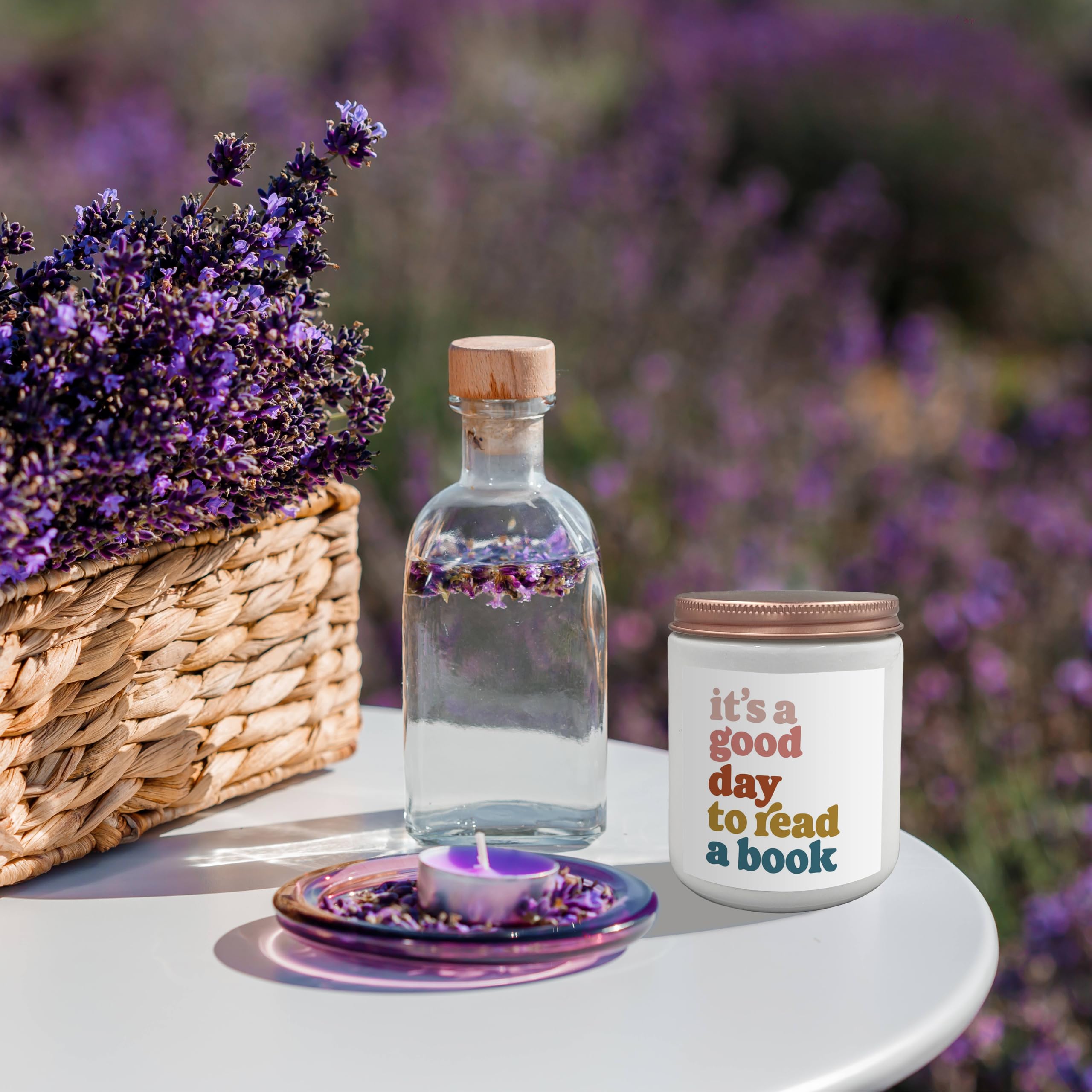 Qvapt Lavender Candle - Eco-Friendly Soy Wax, 8 oz Jar, 40 Hours Burn Time, Gift for Book Lovers, Relaxation & Aromatherapy