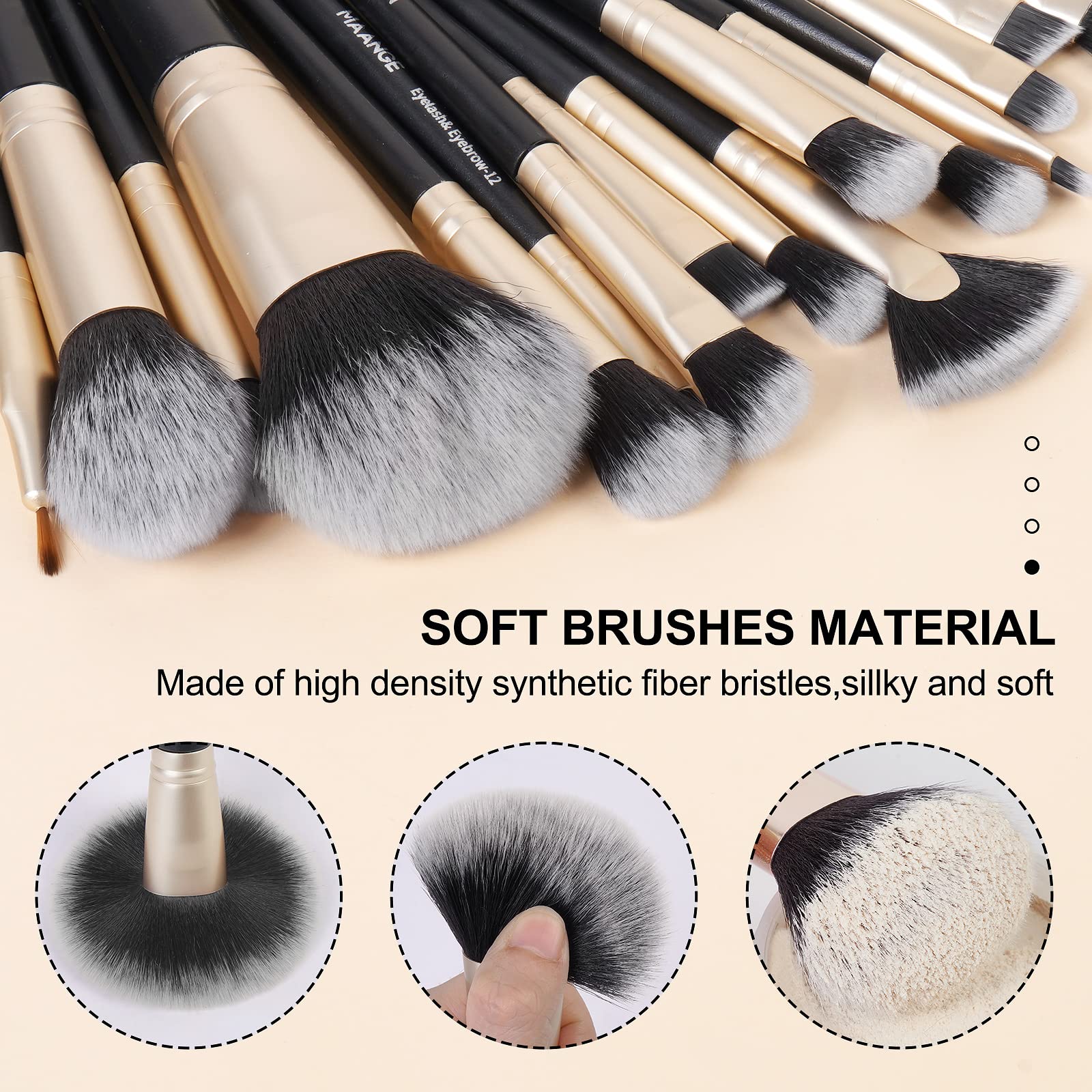 MAANGE Makeup Brushes 20 Pcs,Professional Makeup Brush Set Premium Synthetic Foundation Kabuki Make up Brushes Eye Travel Make up Brush Set
